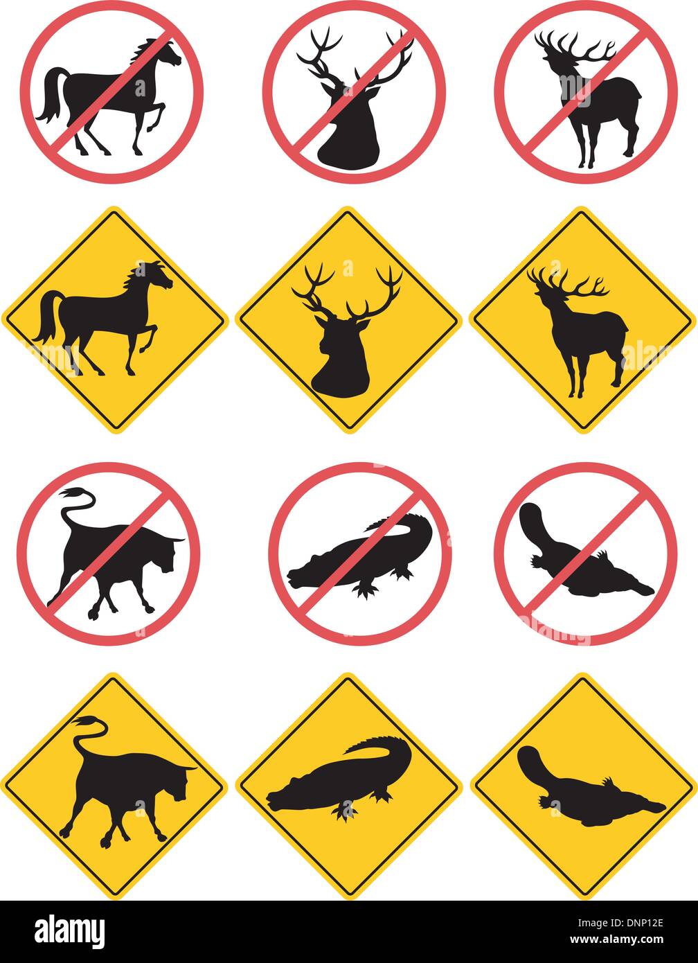 Illustration of warning signs and symbols isolated on a white ...