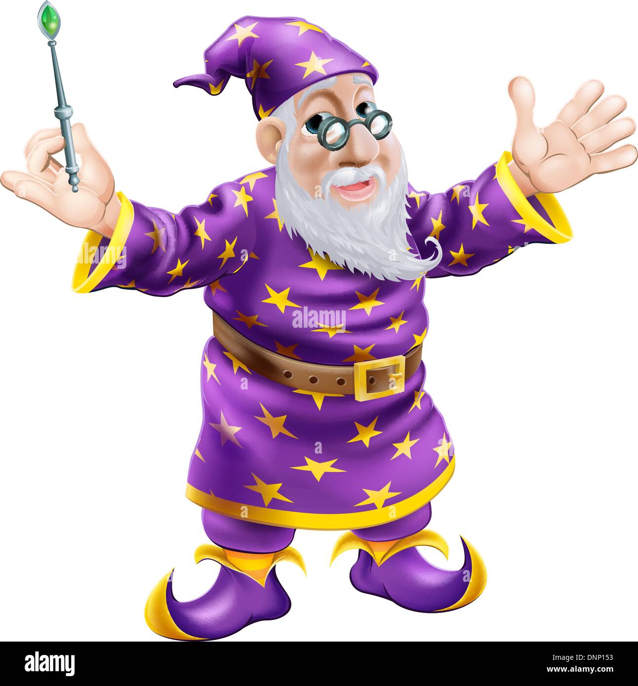 Cartoon wizard waving magic wand hi-res stock photography and images ...