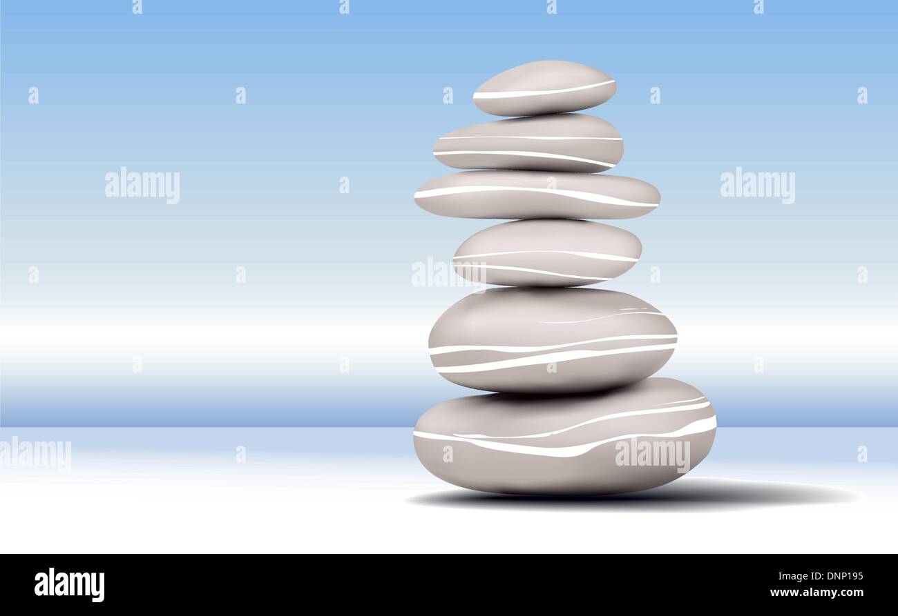 Illustration of Zen Stones on a blue background Stock Vector Image ...