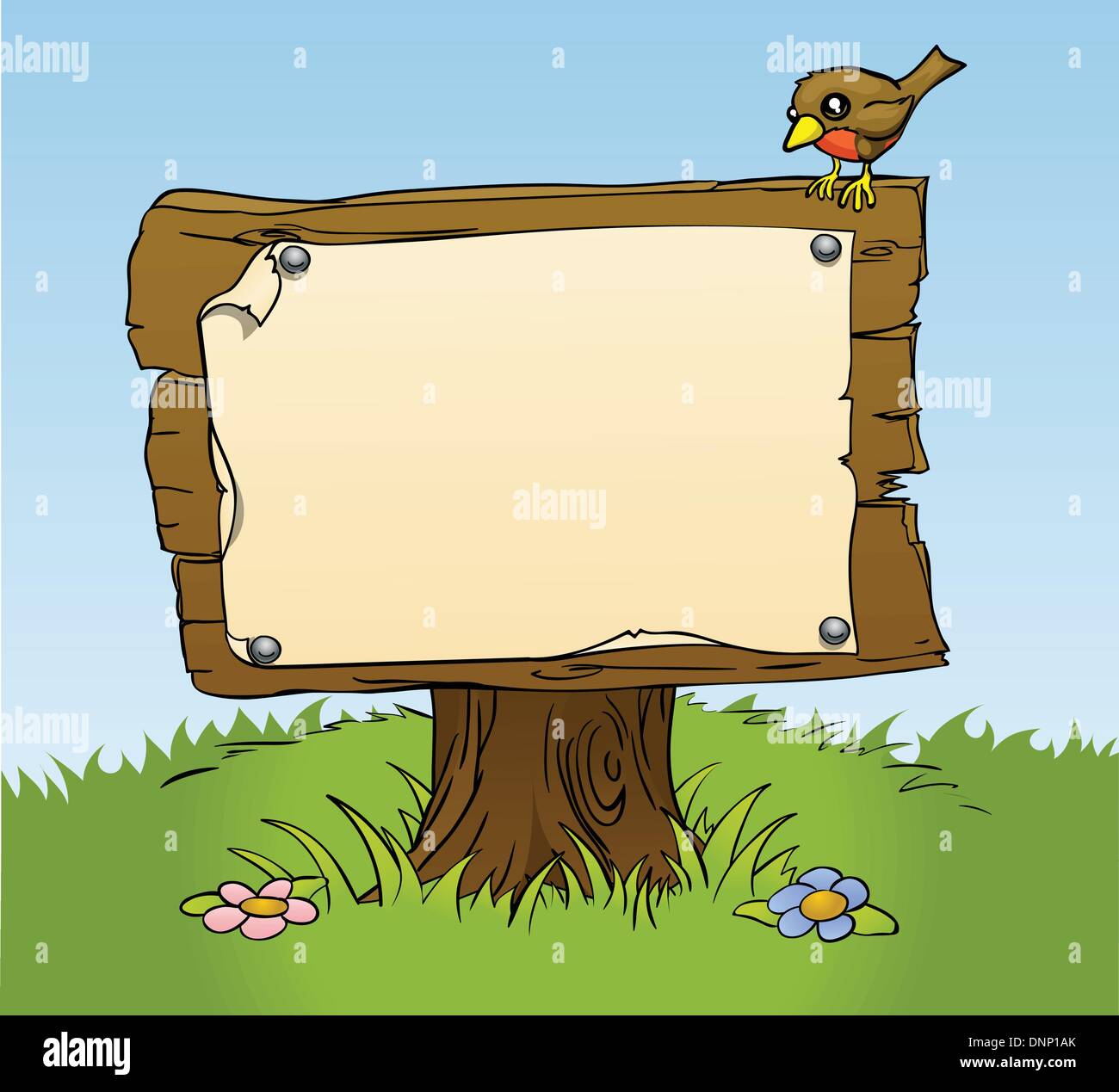 An illustration of a rustic wooden sign with copy space for your own ...