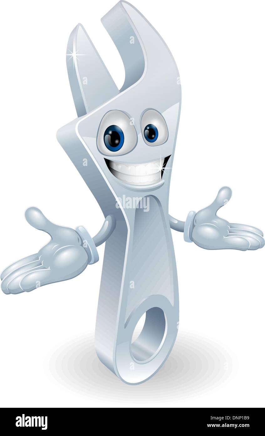 Illustration of an adjustable wrench or shifter spanner character ...