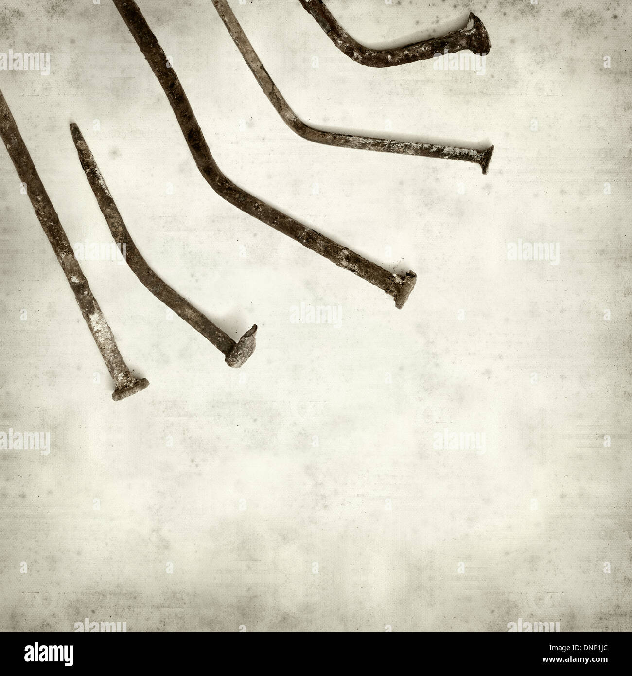 textured old paper background with old forged nails Stock Photo - Alamy