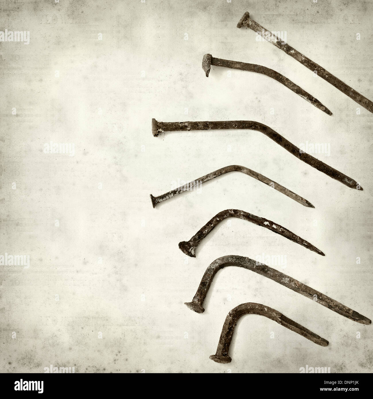 textured old paper background with old forged nails Stock Photo - Alamy