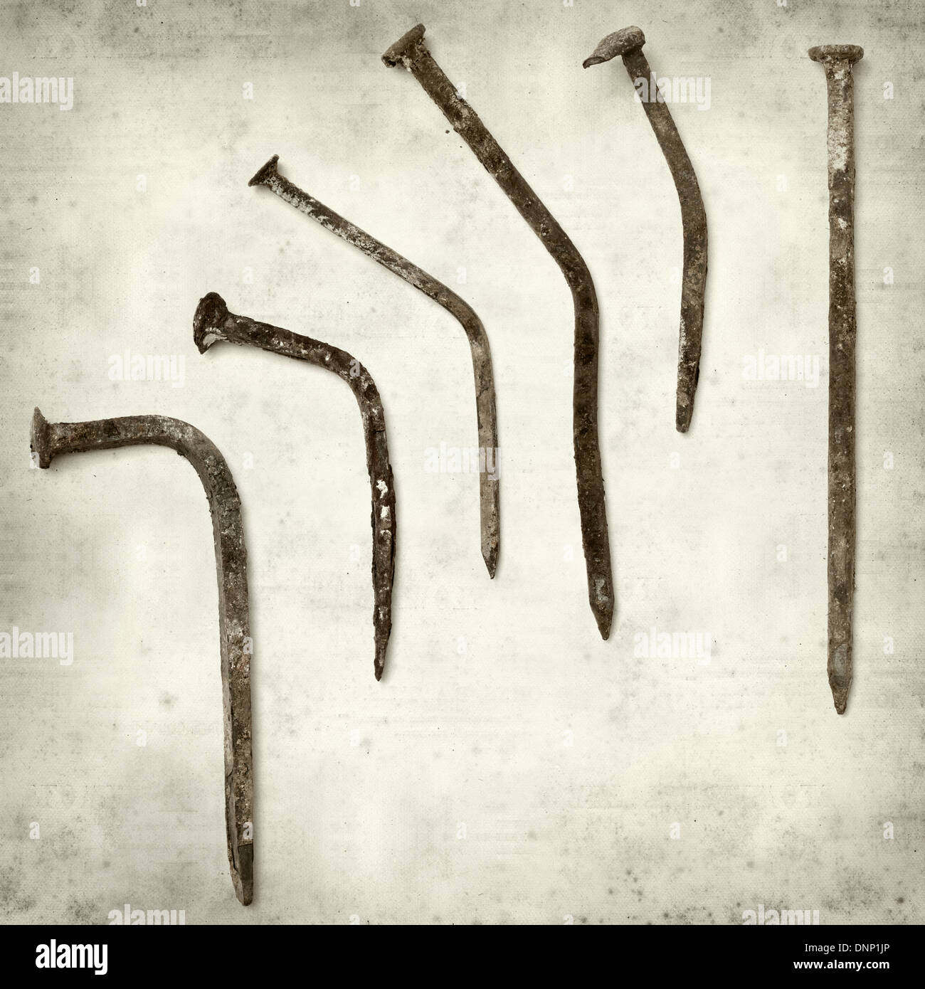 textured old paper background with old forged nails Stock Photo - Alamy