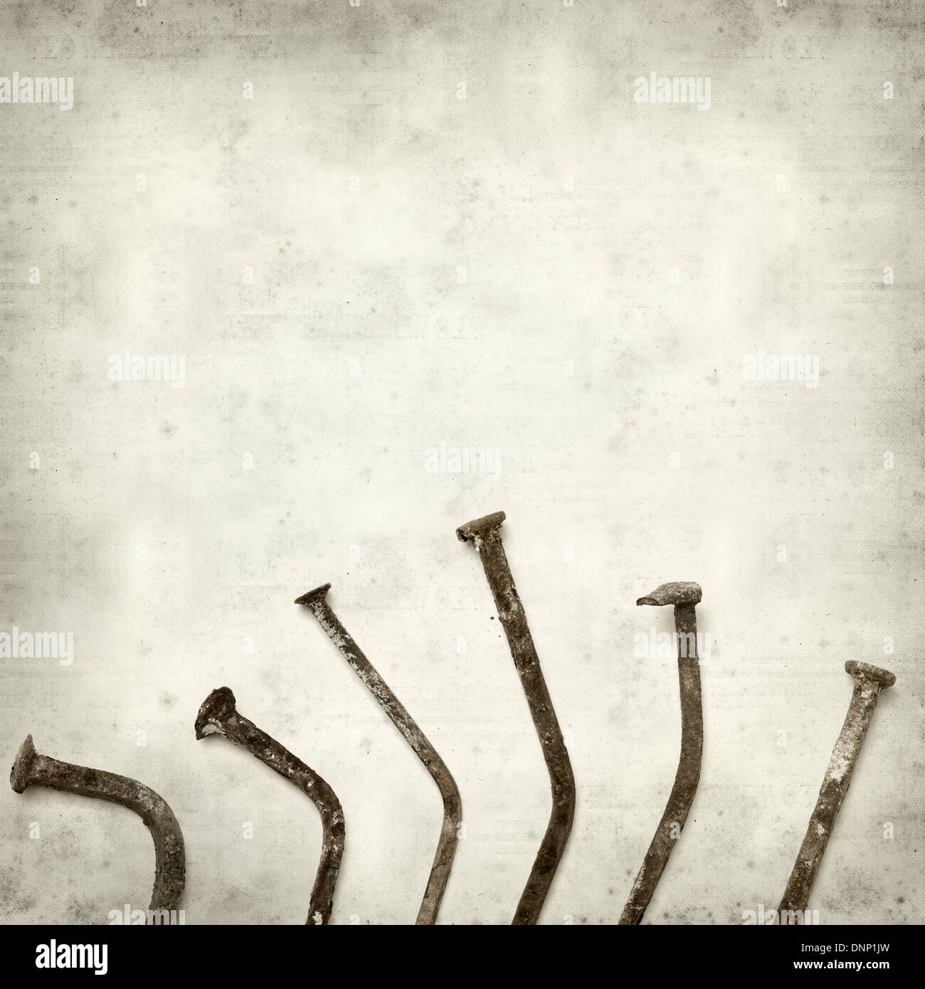 textured old paper background with old forged nails Stock Photo - Alamy