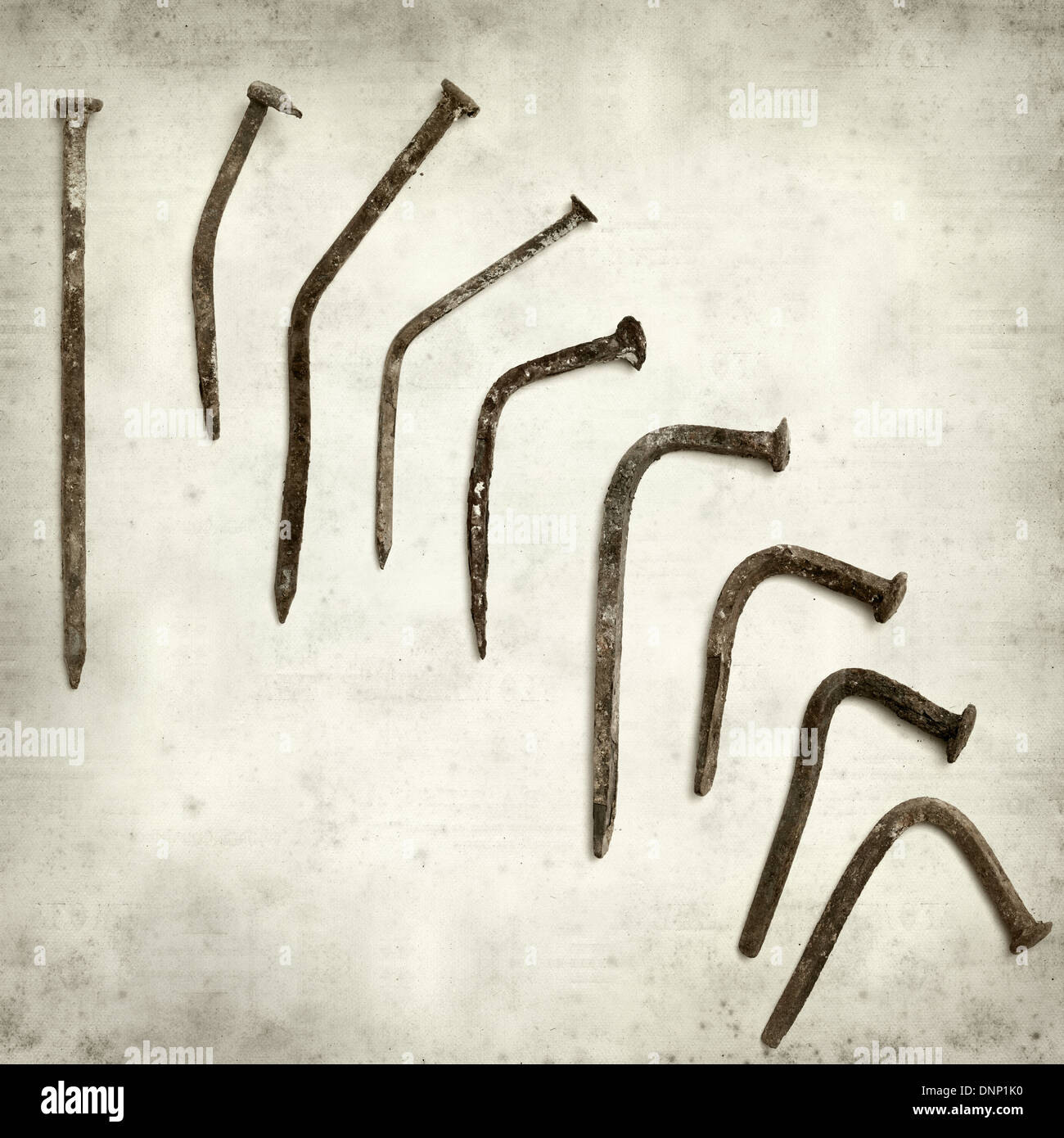 textured old paper background with old forged nails Stock Photo - Alamy