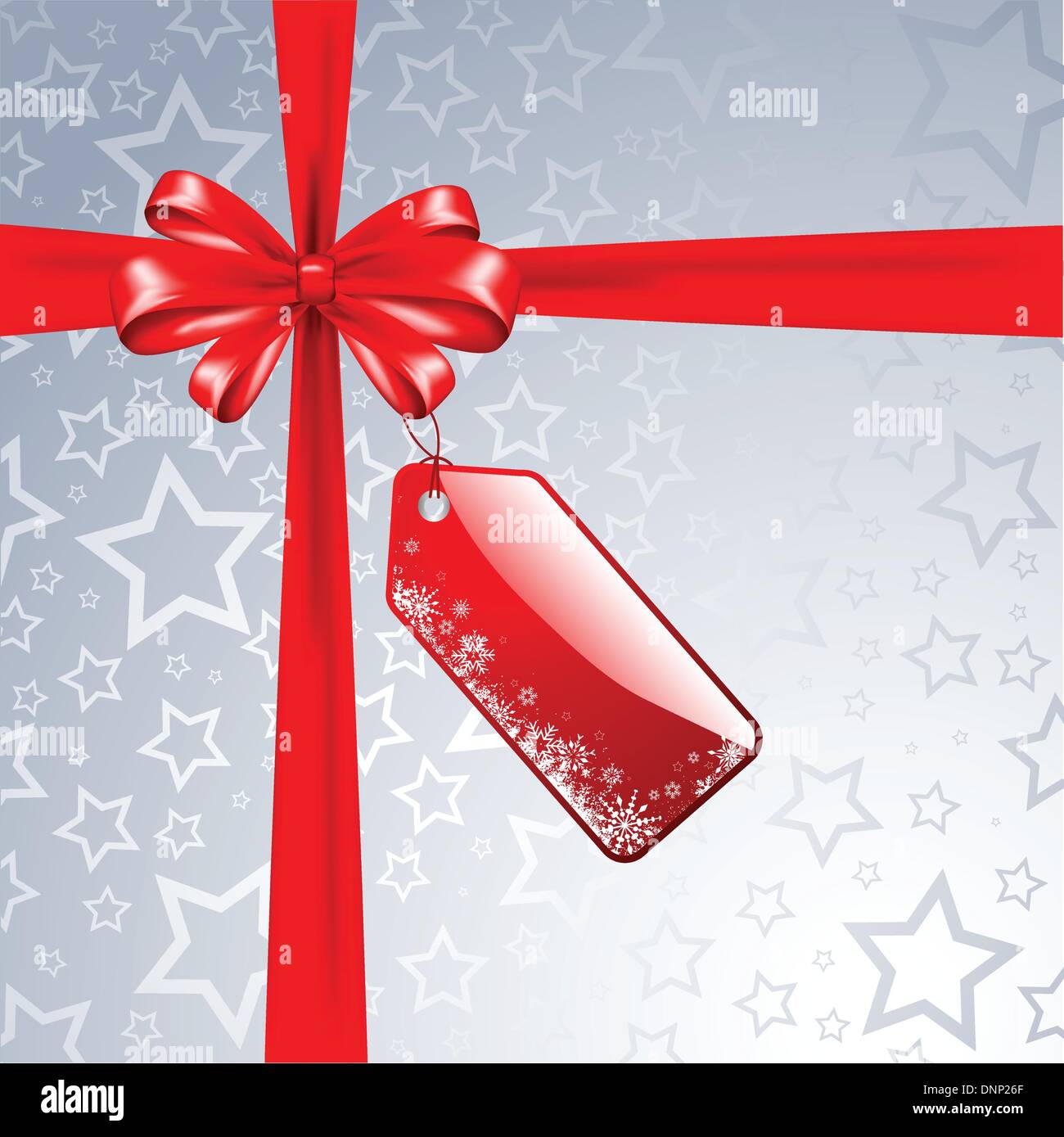 Christmas gift background with red ribbon and label Stock Vector Image ...