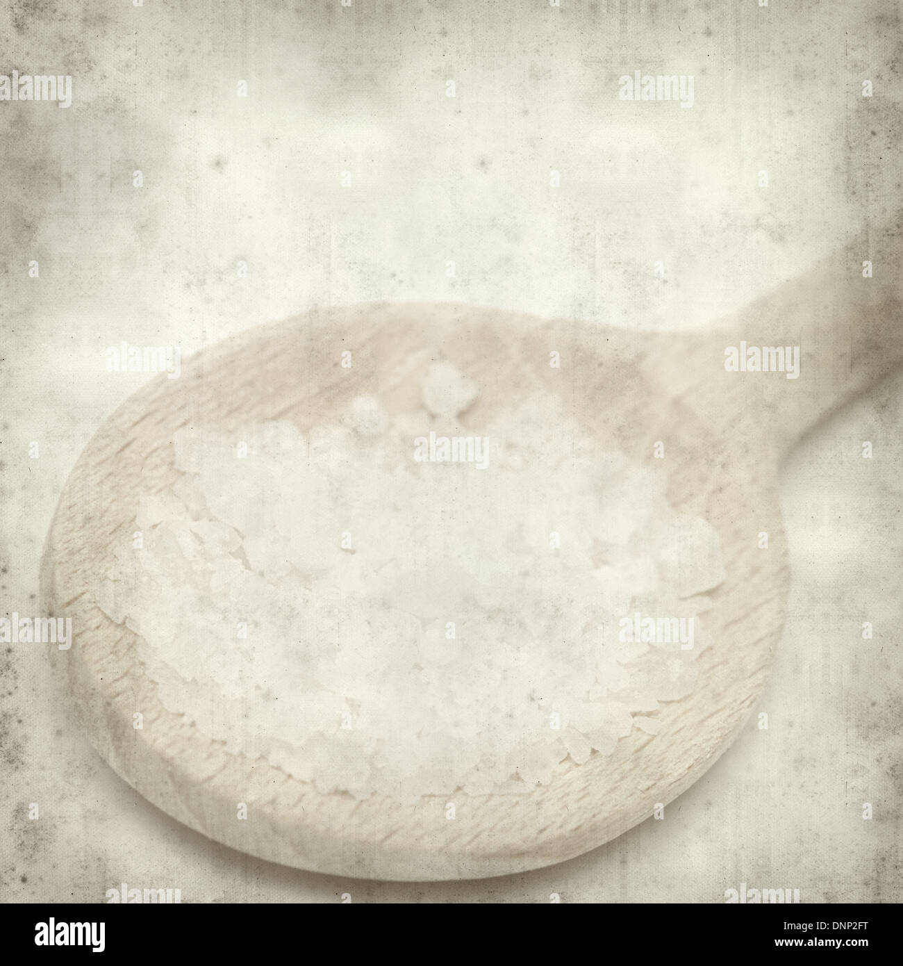 textured old paper background with wooden spoon with rock salt Stock ...