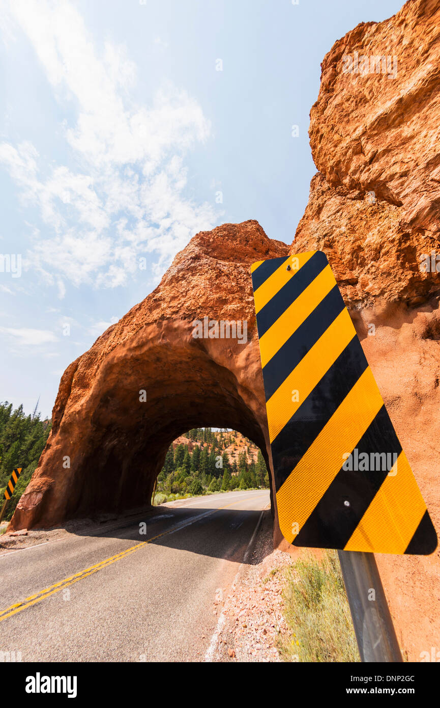 USA, Utah, Bryce Canyon, Road going under natural tunnel Stock Photo ...