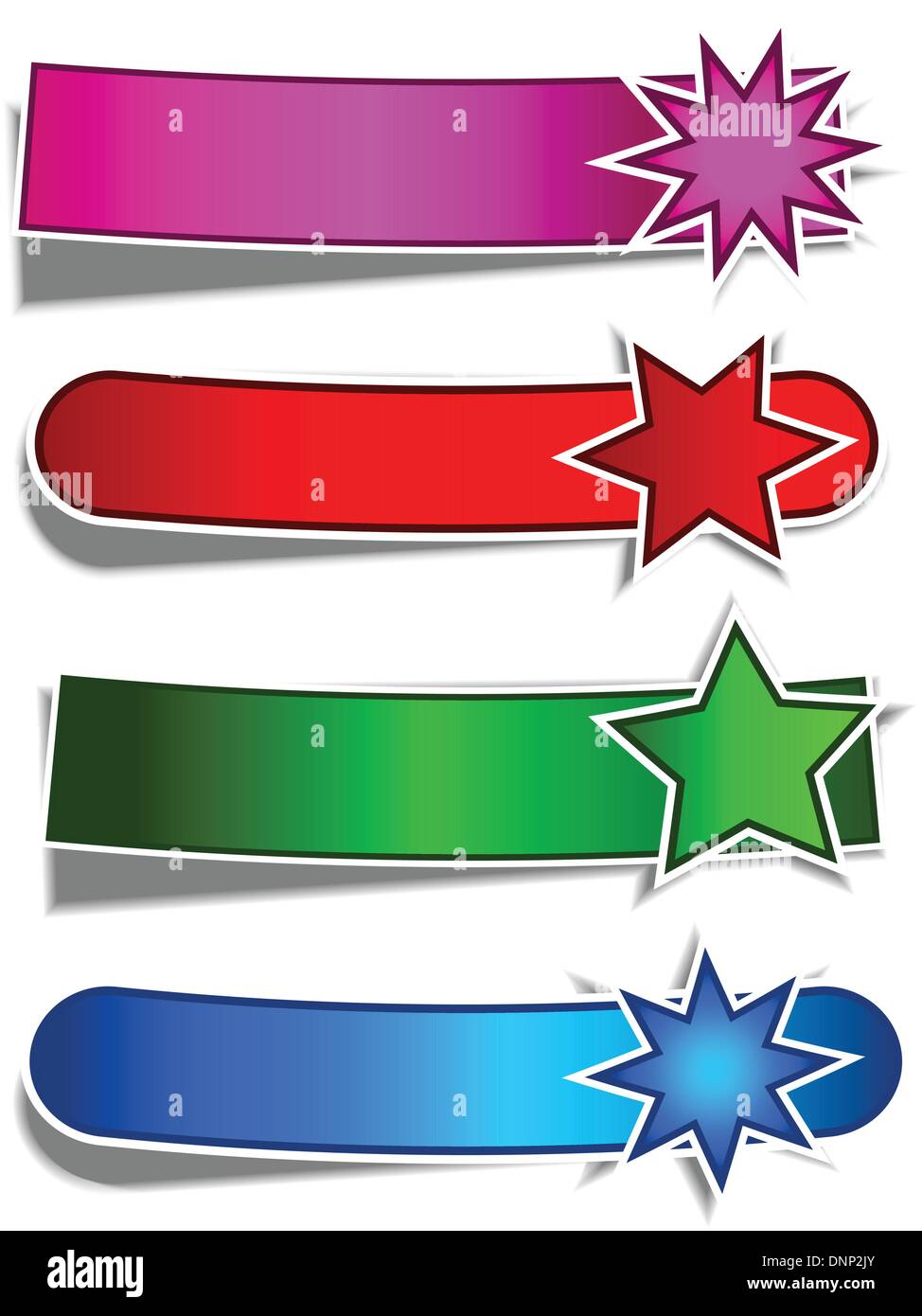 Collection of four brightly coloured star banners Stock Vector Image ...