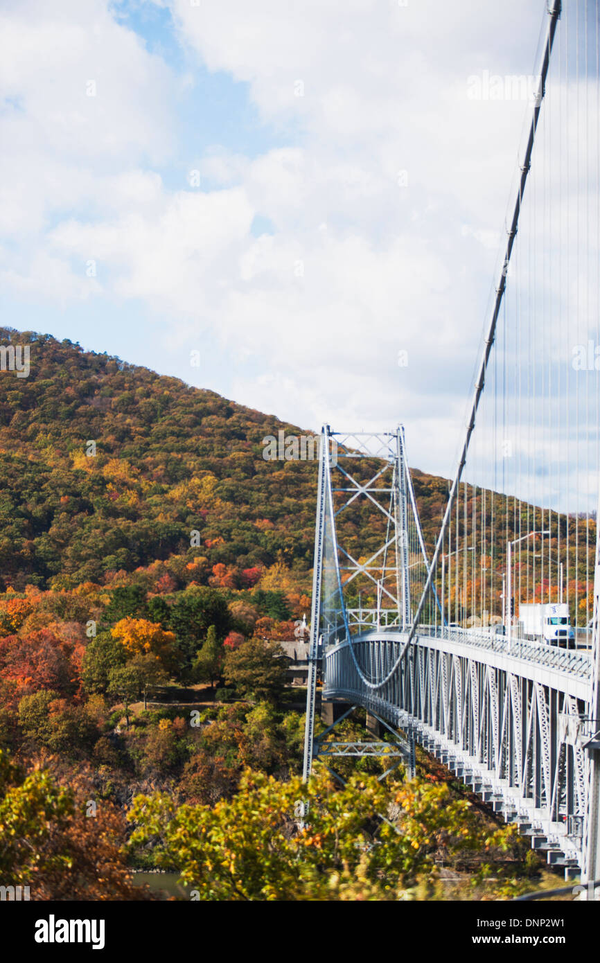 USA, New York State, Bear Mountain, Truck crossing bridge Stock Photo ...