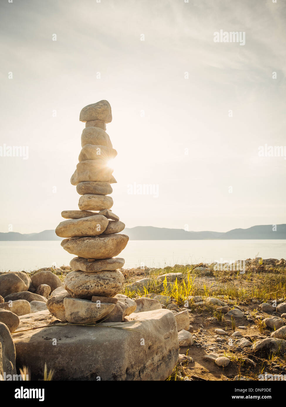 USA, Utah, Bear Lake, Stack of stones by lake Stock Photo - Alamy