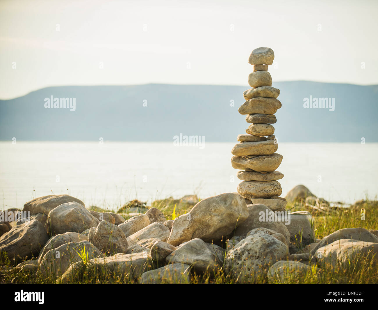 USA, Utah, Bear Lake, Stack of stones by lake Stock Photo - Alamy