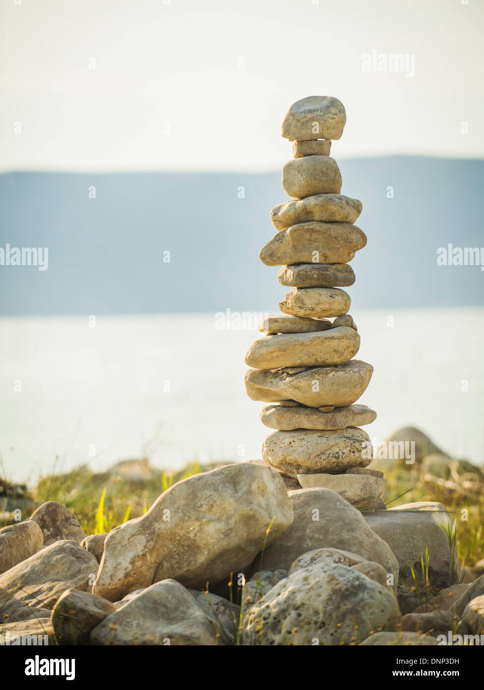 USA, Utah, Bear Lake, Stack of stones by lake Stock Photo - Alamy
