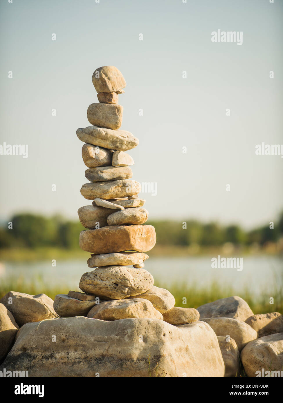 USA, Utah, Bear Lake, Stack of stones by lake Stock Photo - Alamy