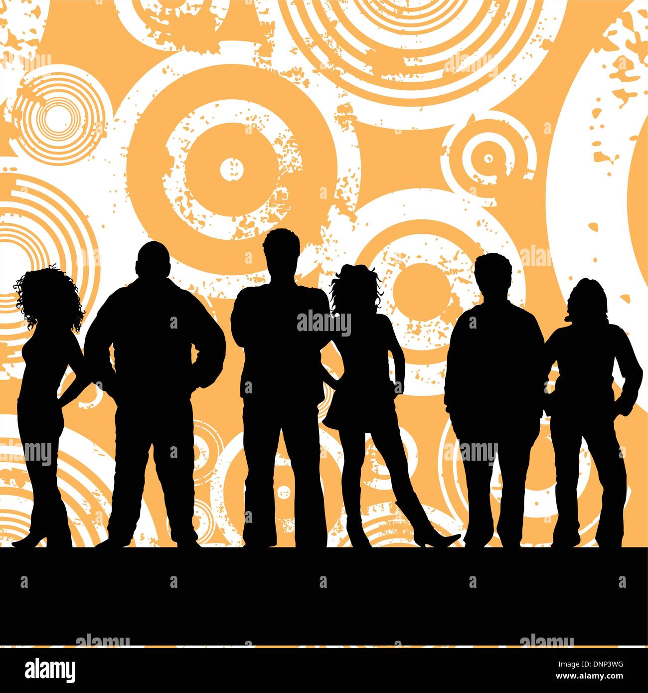 Silhouettes of young people on grunge background Stock Vector Image ...