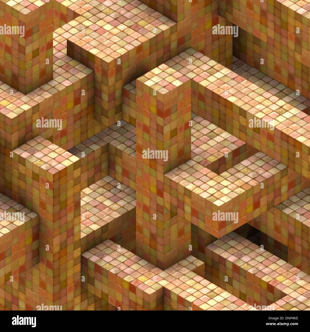 abstract mosaic tile cube orange yellow backdrop Stock Photo - Alamy