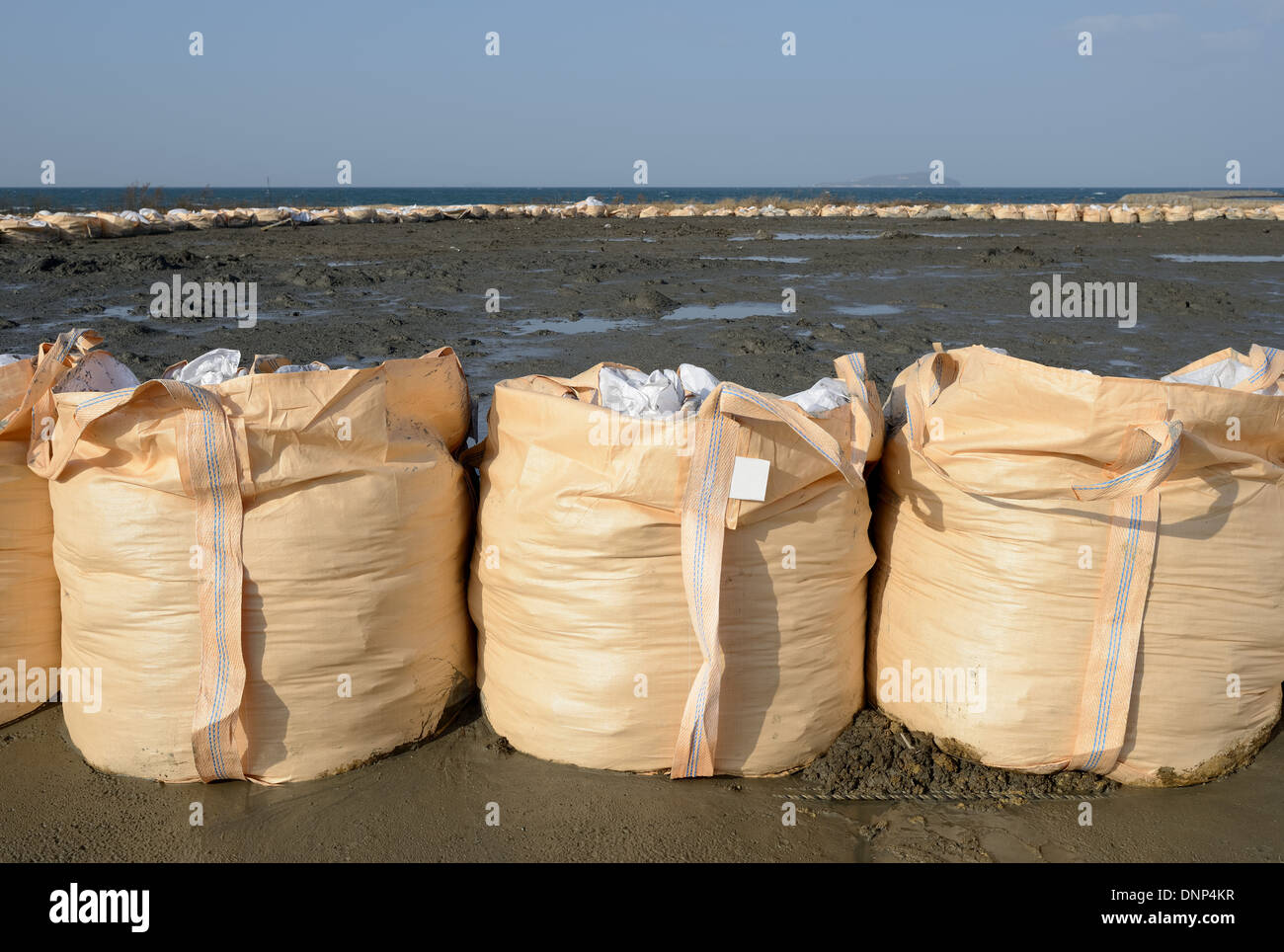 big sandbags for protection Stock Photo - Alamy