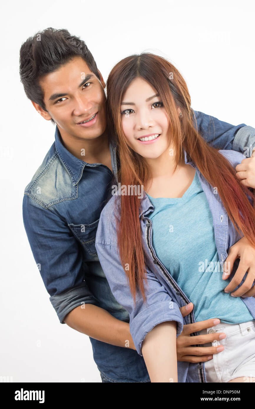 happy young couple shooting in studio Stock Photo - Alamy