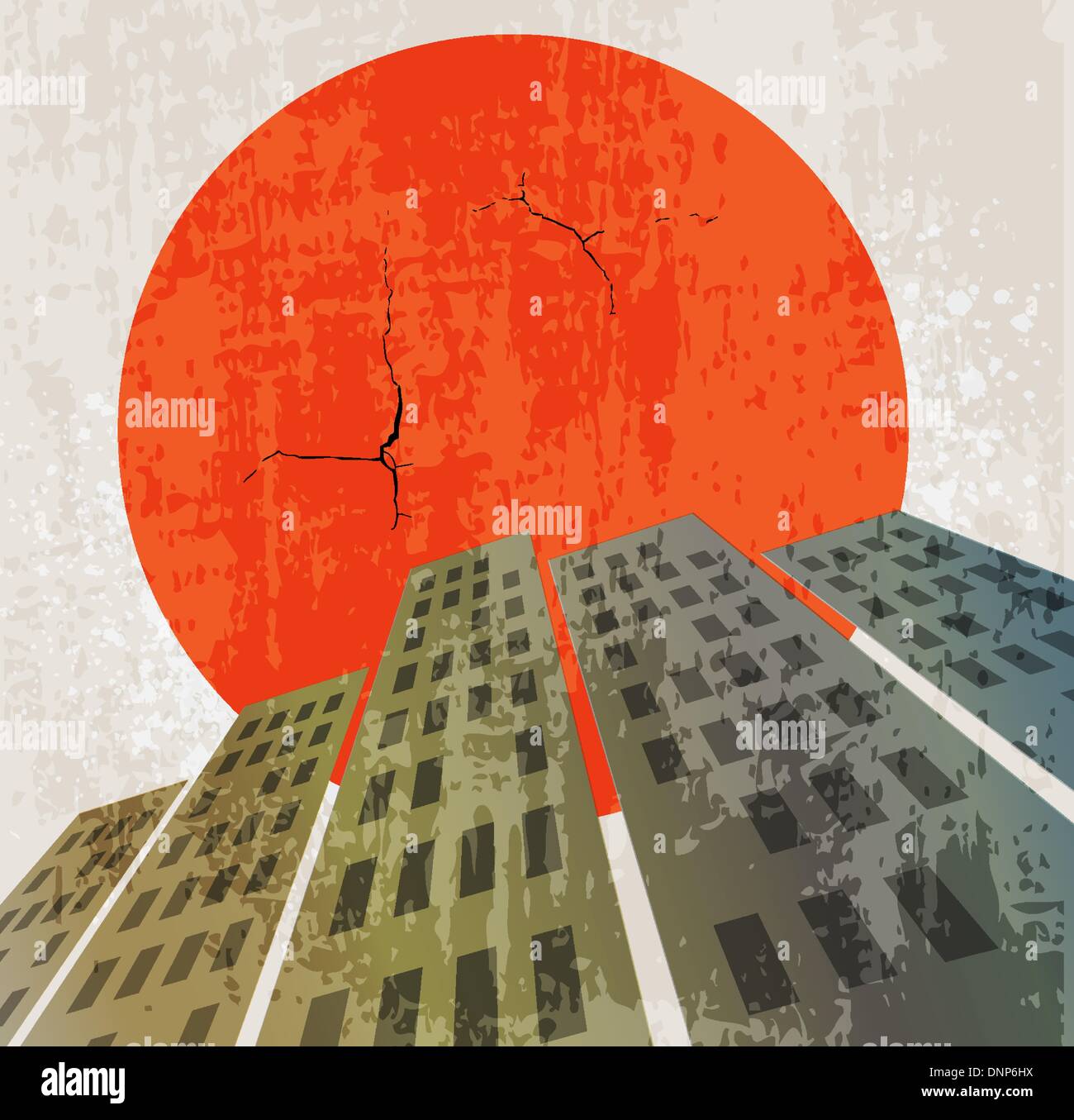 Apocalyptic retro poster. Sunset. Grunge background Stock Vector Image ...