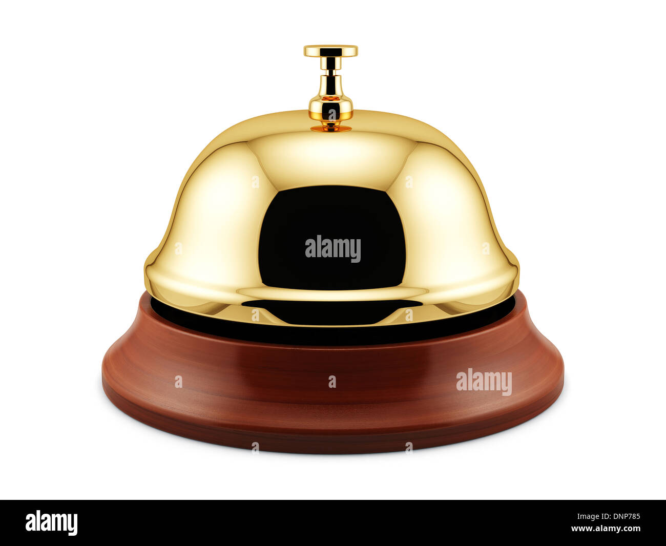3d render of golden reception bell isolated on white background ...