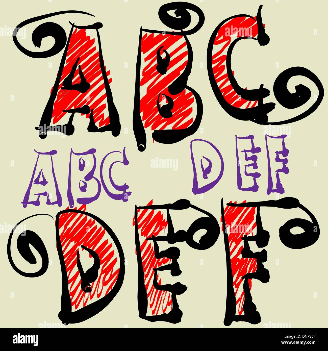 art sketching set of vector font symbols Stock Vector Image & Art - Alamy