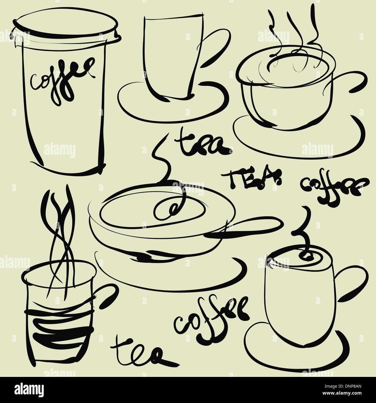 line drawings of hot drinks Stock Vector Image & Art - Alamy