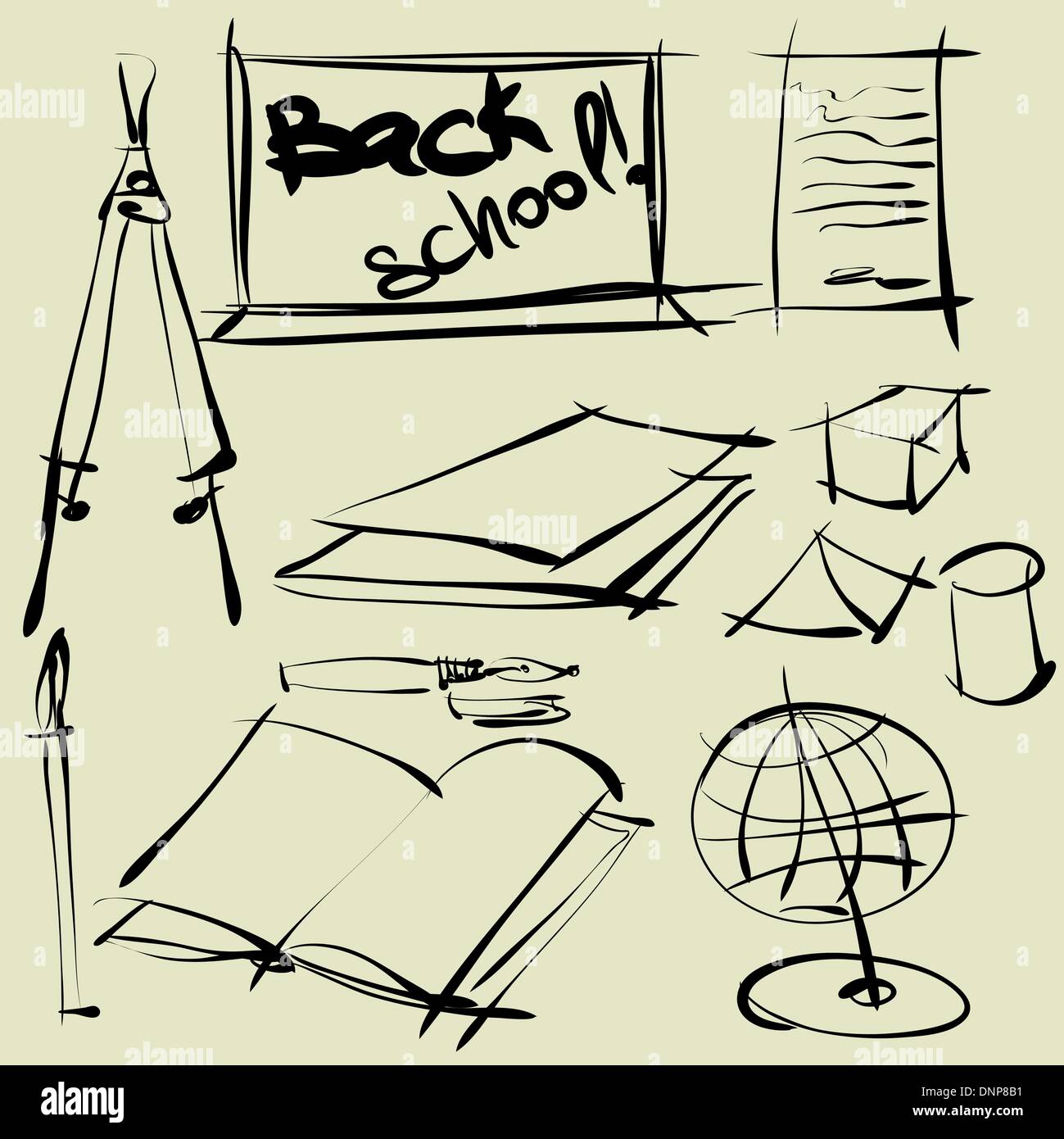 line drawings of back to school Stock Vector Image & Art - Alamy