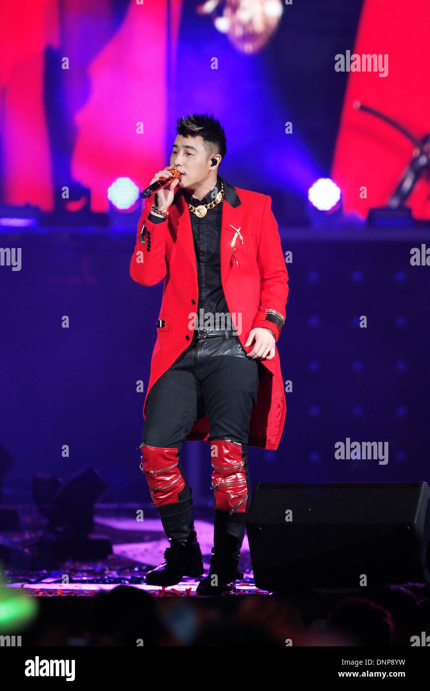 Taipei, China. 31st Dec, 2013. Wilber Pan performs at countdown concert ...