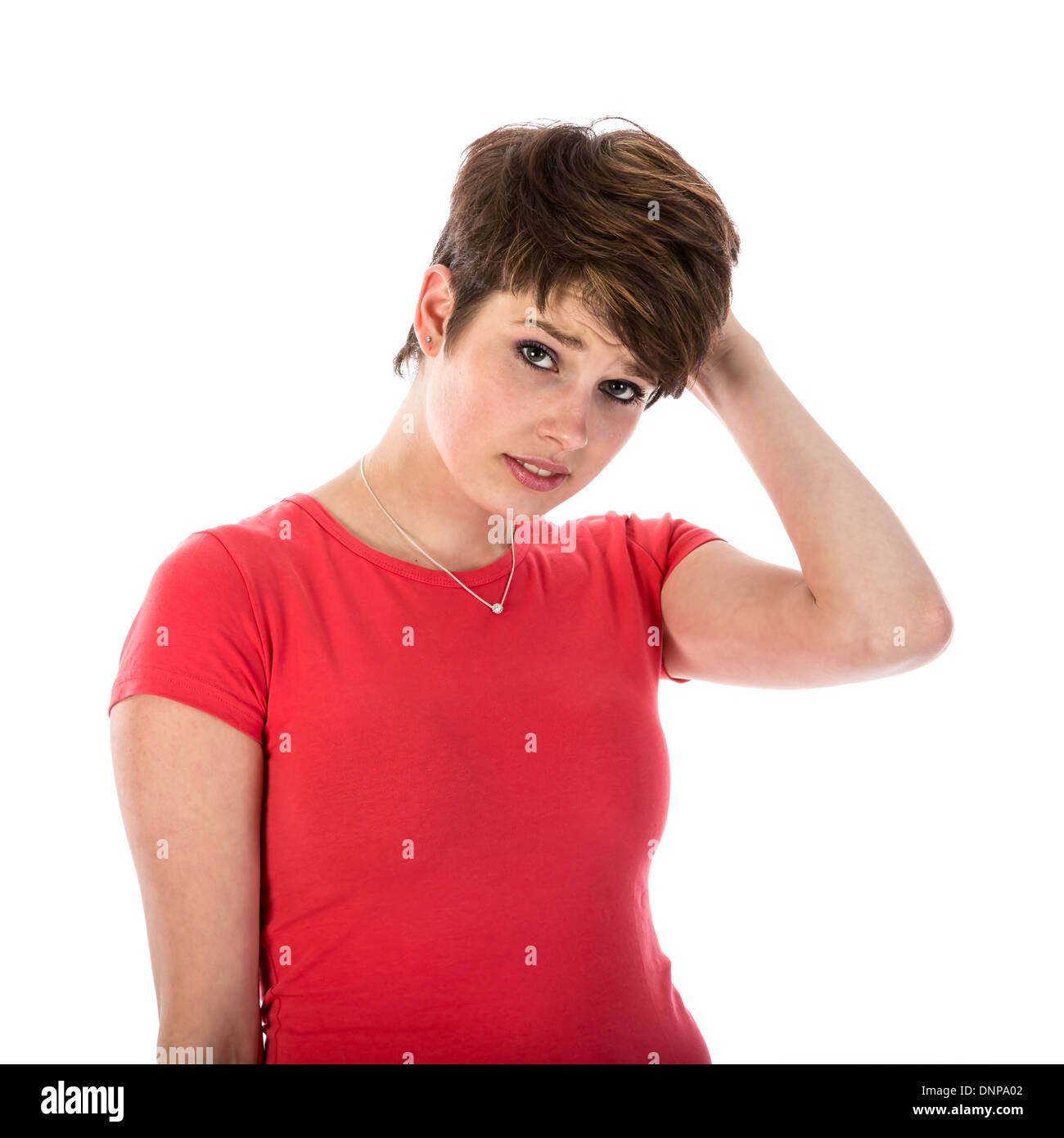 Pretty young woman is confused Stock Photo - Alamy