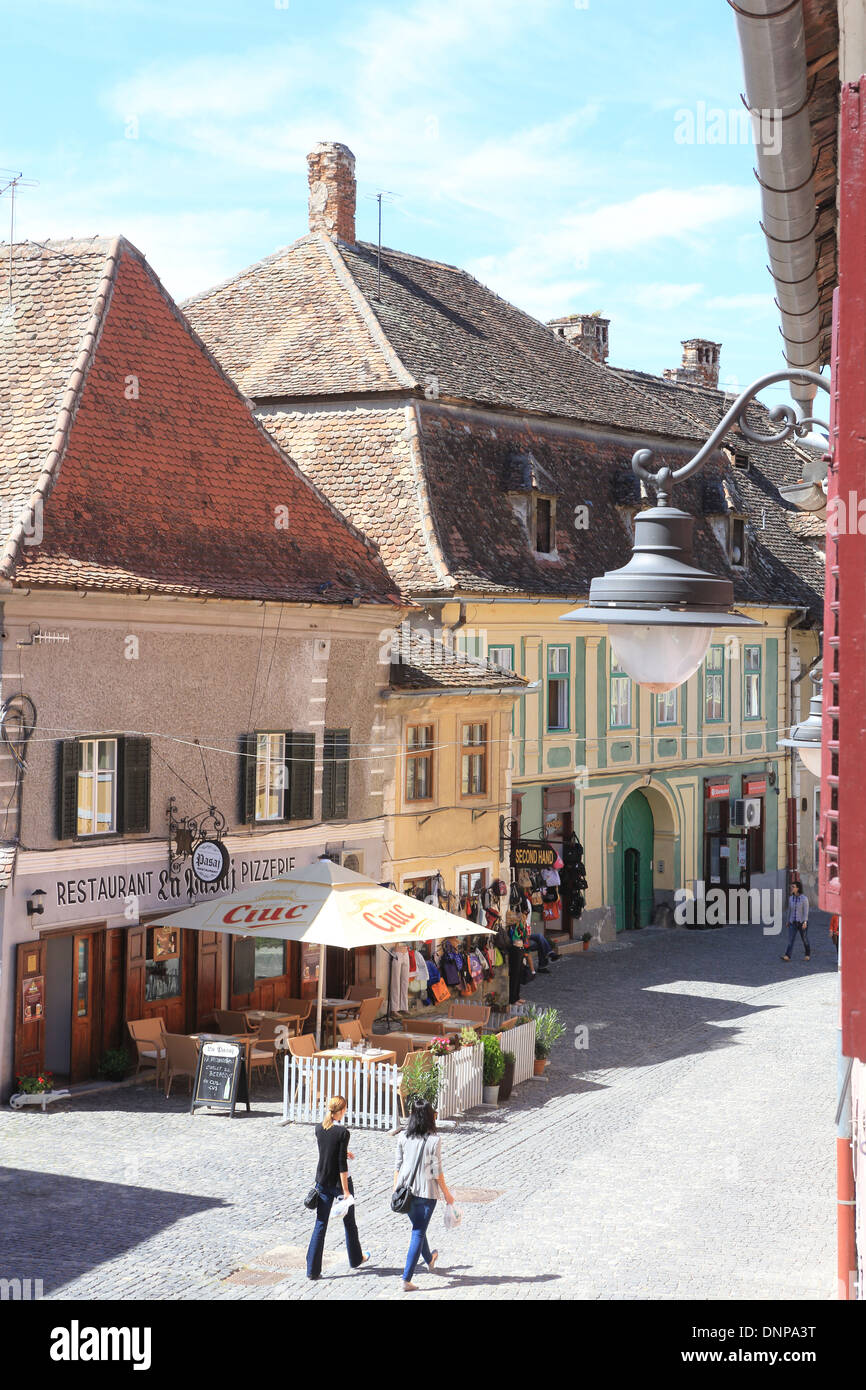 The Lower Town in the historic centre of Sibiu, a charming, medieval ...