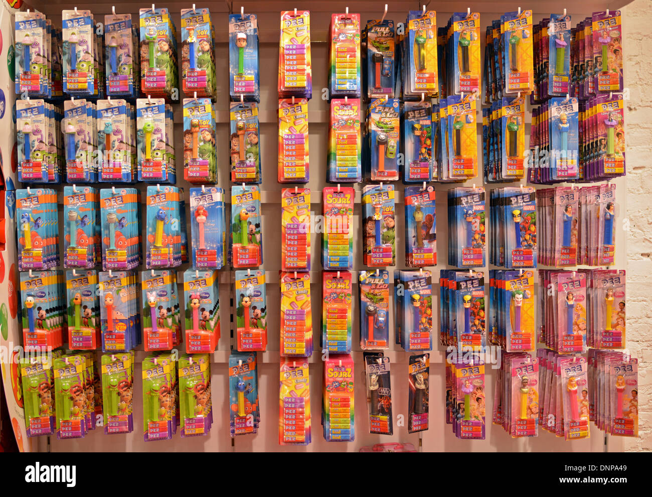 Interior of IT'SUGAR store on Broadway in Greenwich Village. A display ...