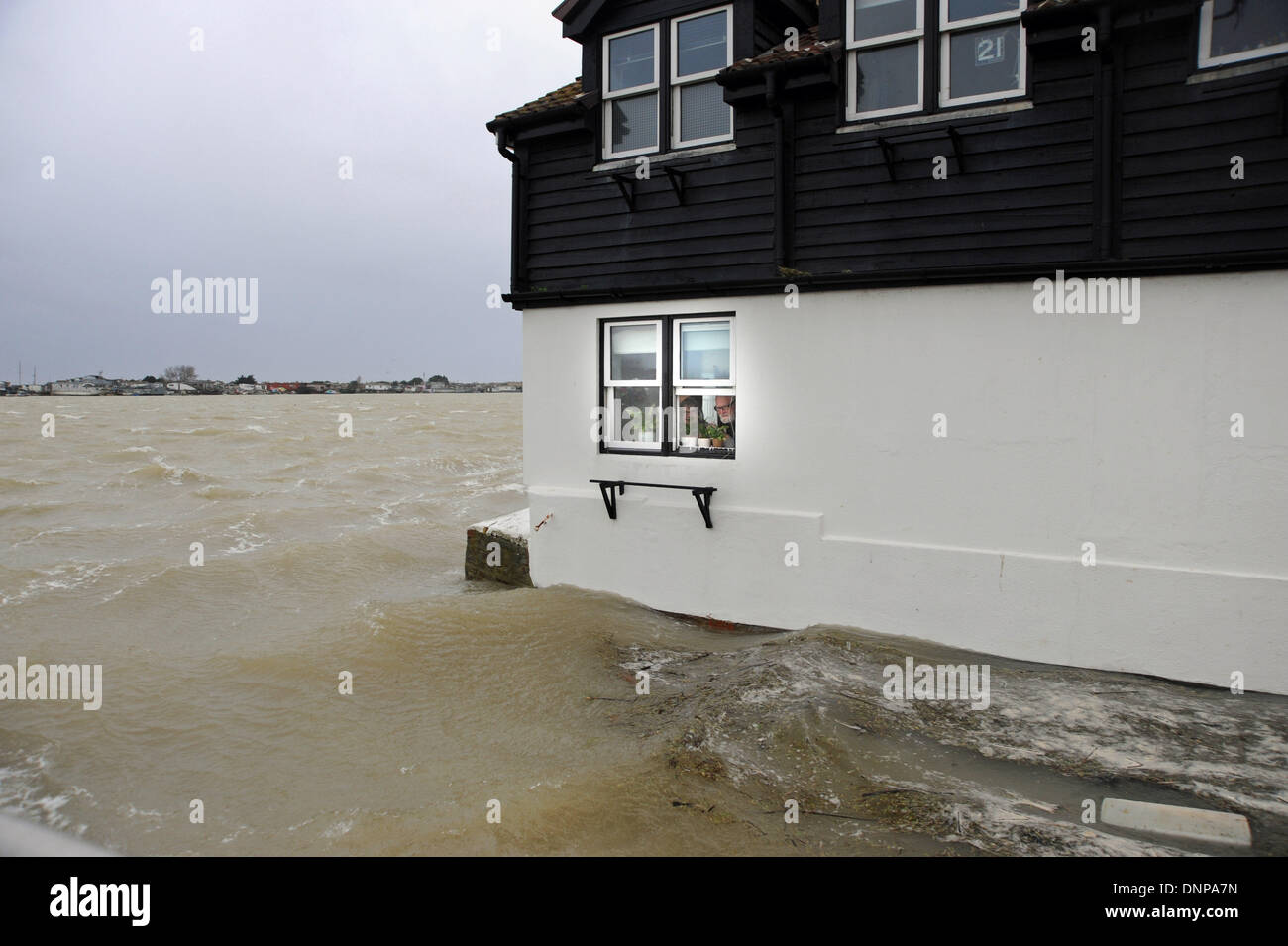 Shoreham Sussex UK 3 January 2014 - Geoff and Chris Howitt look out ...