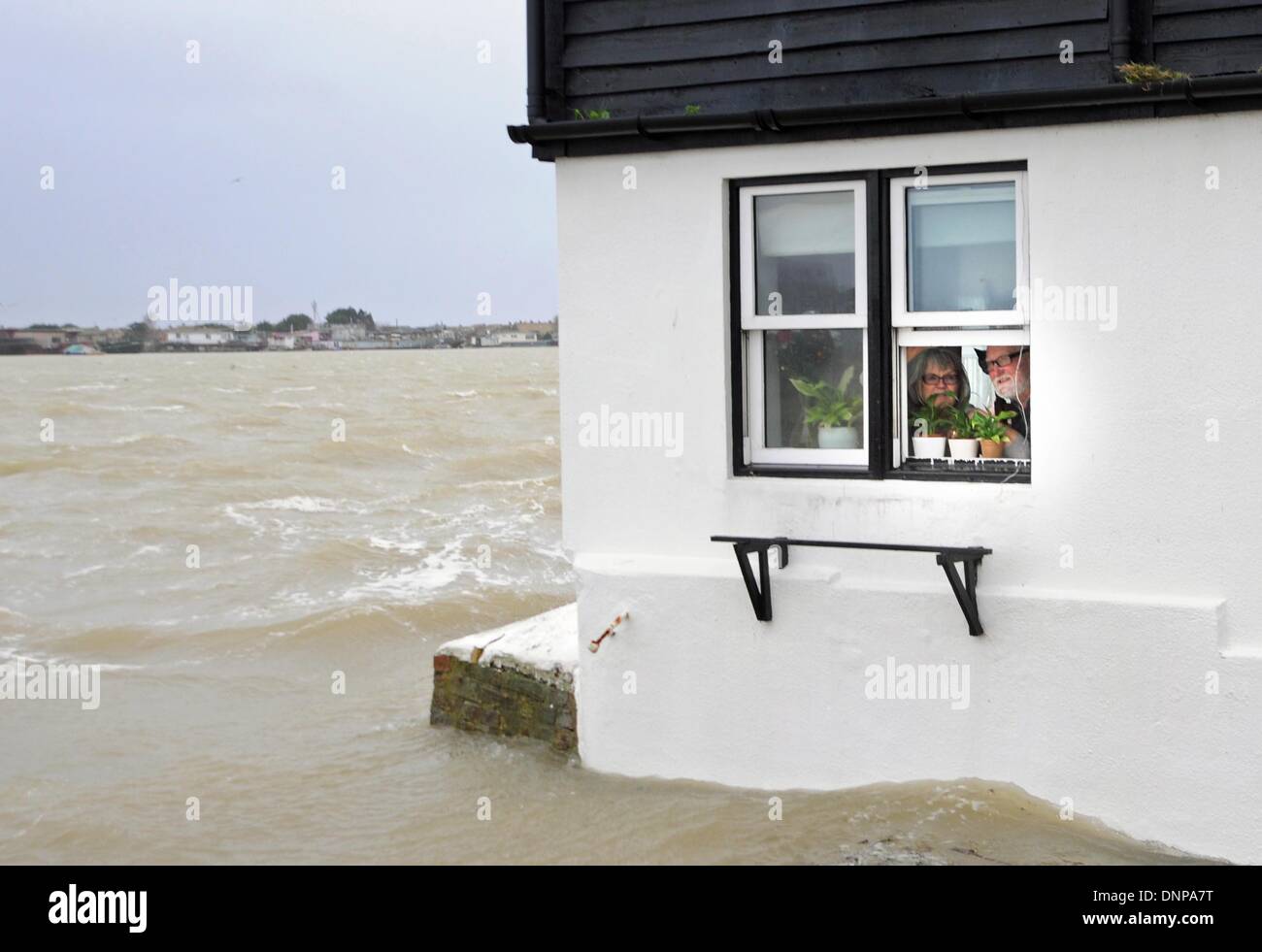 Geoff and Chris Howitt look out from their house at Shoreham by Sea ...