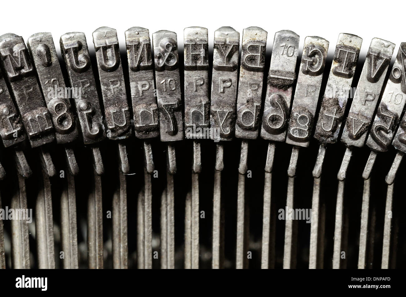 Close-up of old vintage typewriter letter and symbol keys Stock Photo ...