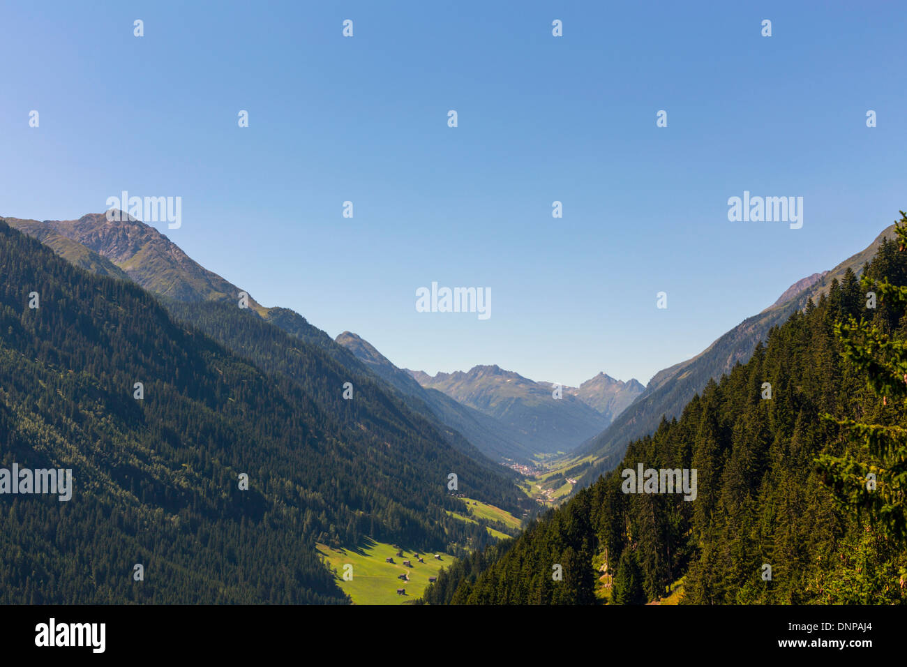 Austria, Tirol, Kappl, View to mountain valley Stock Photo - Alamy