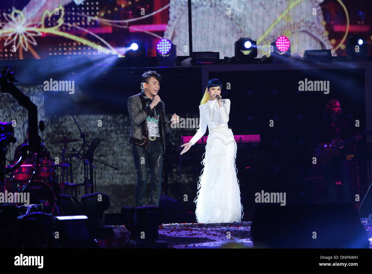 Taipei, China. 31st Dec, 2013. David Tao and Rainie Yang perform at ...