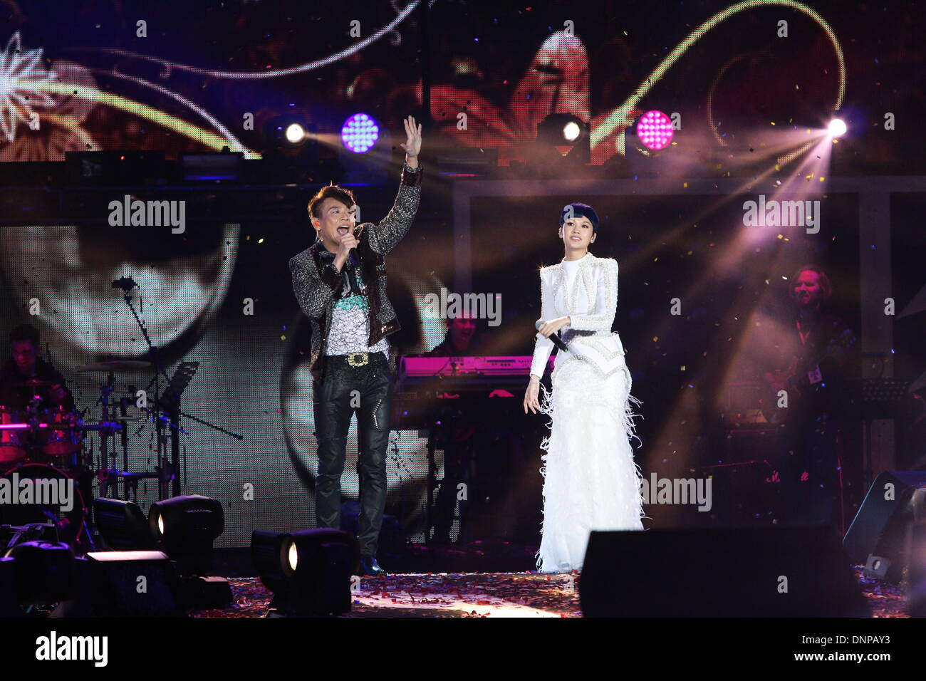 Taipei, China. 31st Dec, 2013. David Tao and Rainie Yang perform at ...