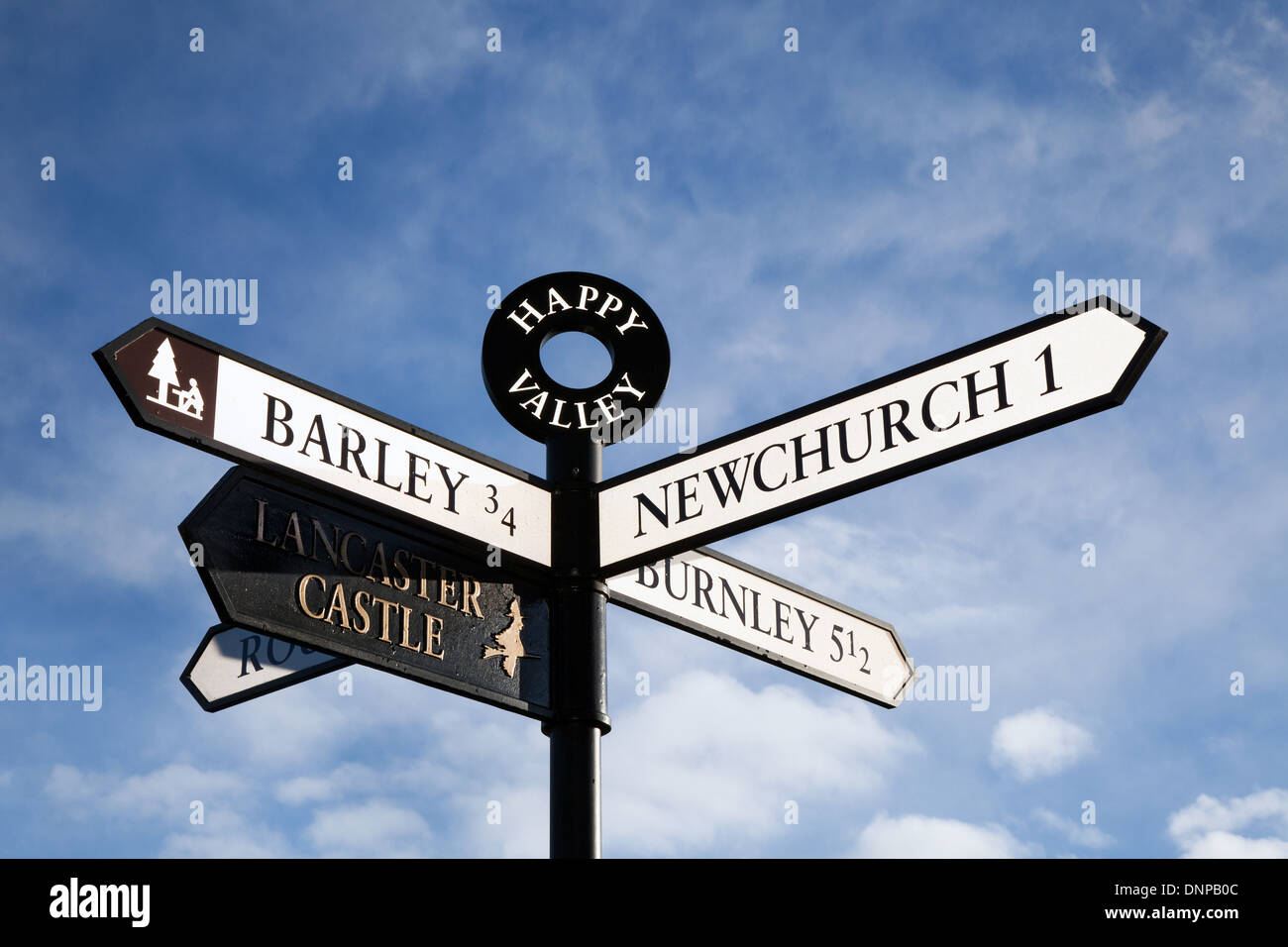 Road street signs to different destinations in Witch country of Pendle ...