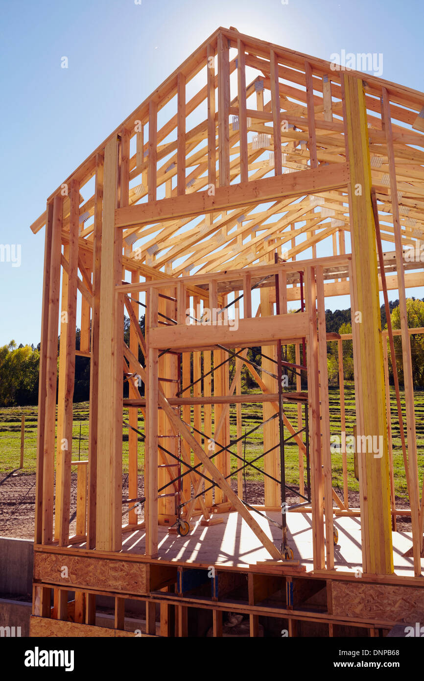 USA, Colorado, Timber house under construction Stock Photo - Alamy