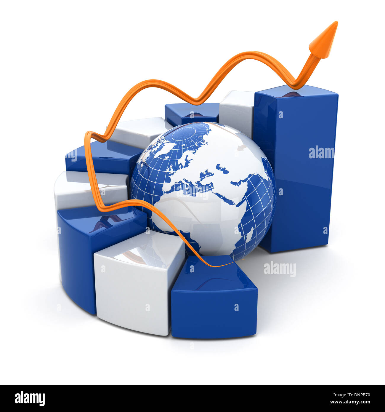 Global business graph on white isolated background. 3d Stock Photo - Alamy