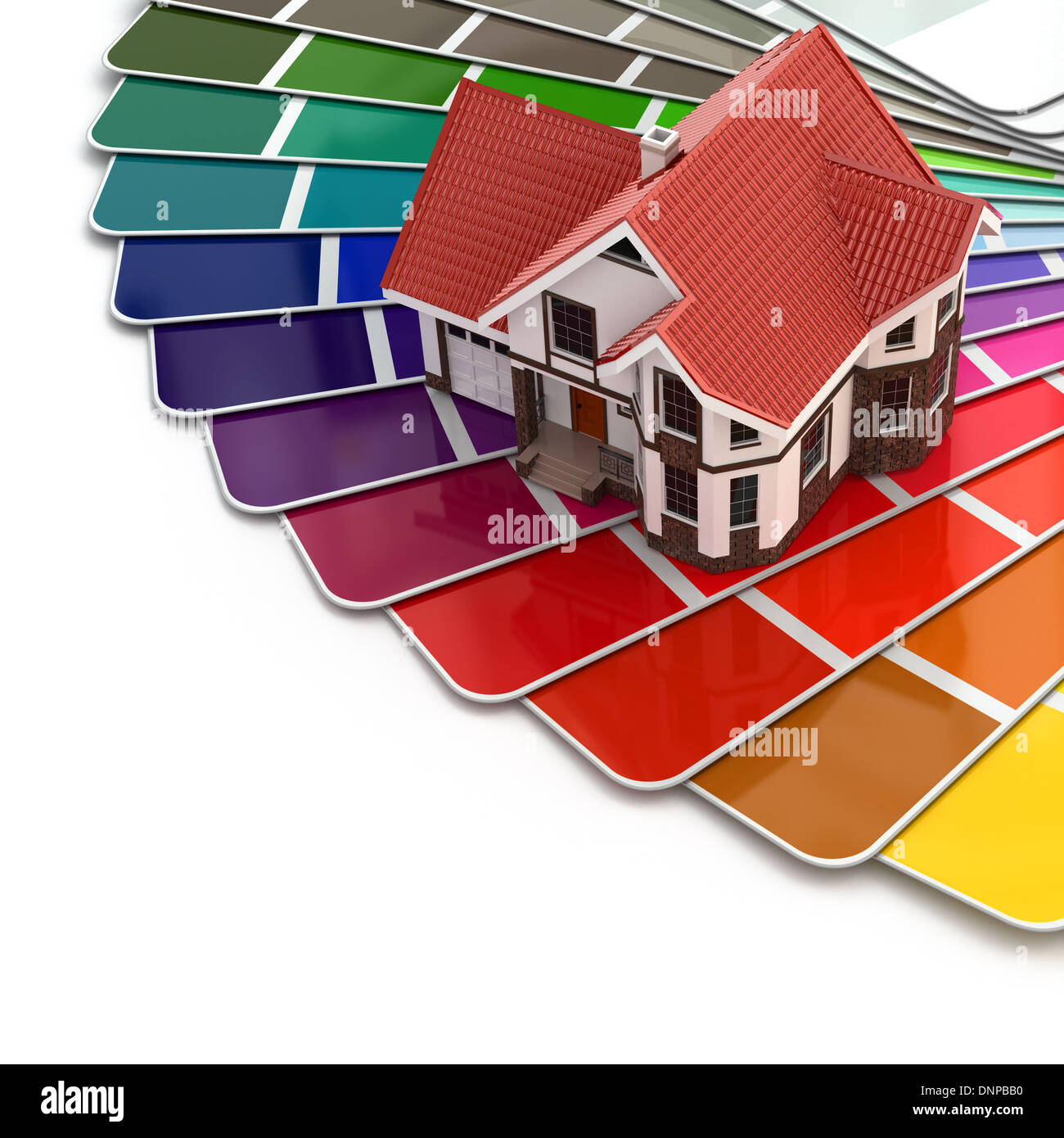Construction concept. House and color palette. 3d Stock Photo - Alamy