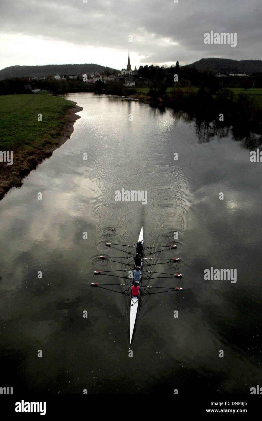 Rowing club take to the waters of the river Wye at Ross on Wye Stock ...