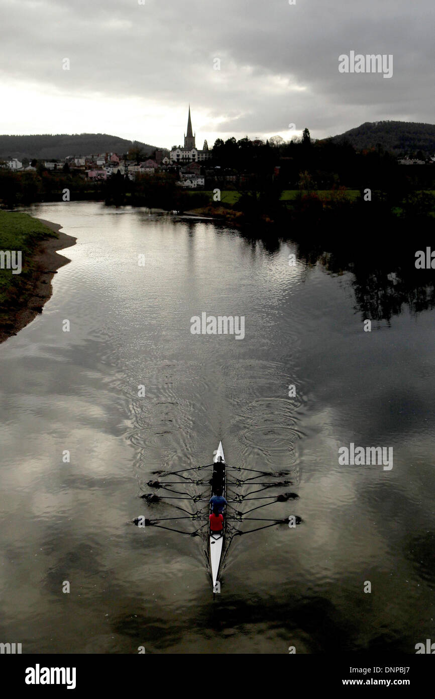 Rowing club take to the waters of the river Wye at Ross on Wye Stock ...