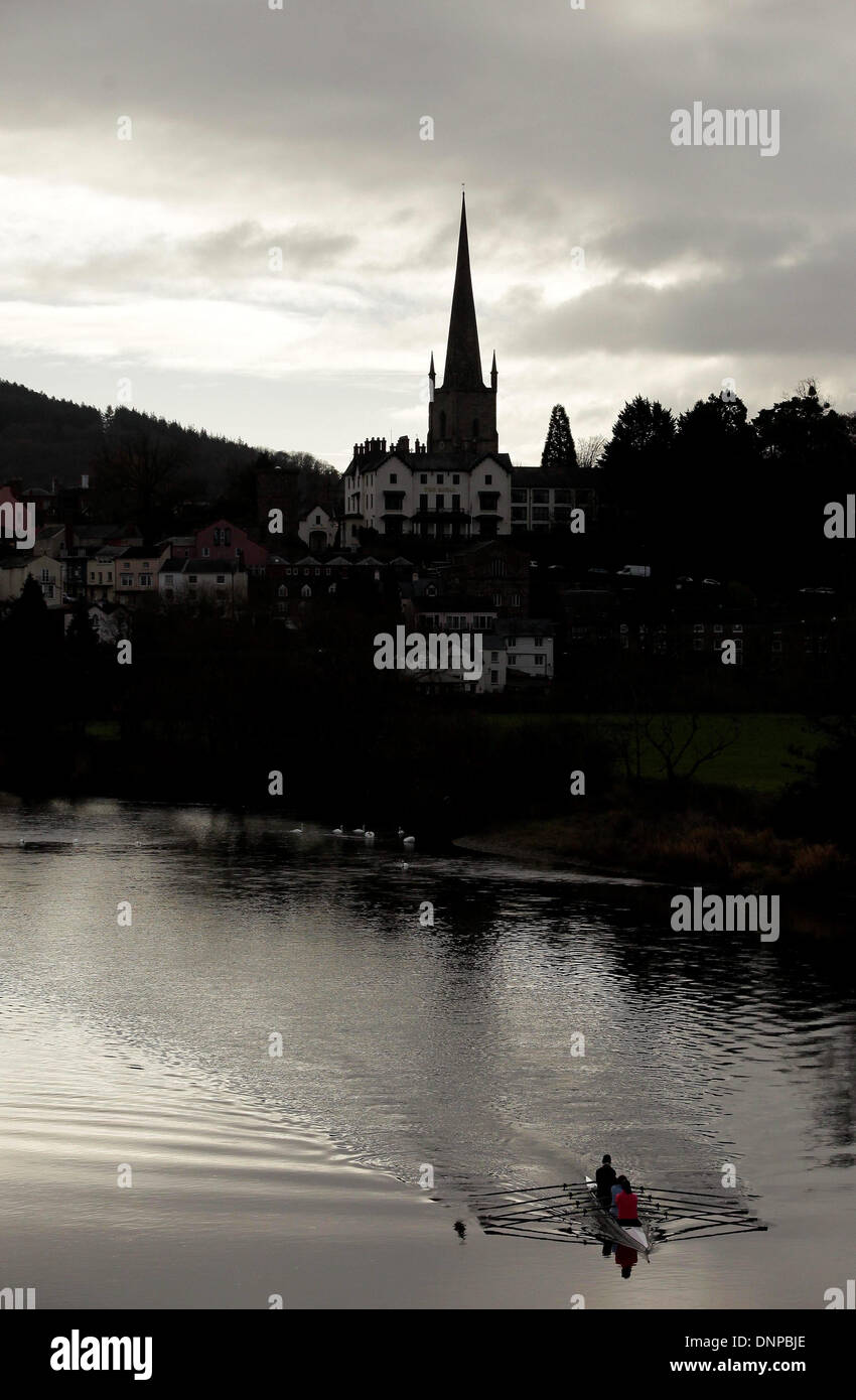 Rowing club take to the waters of the river Wye at Ross on Wye Stock ...