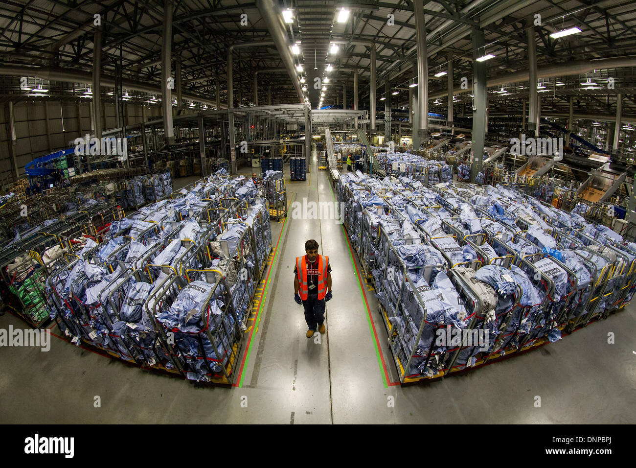 Interior view of the Royal Mail's Worldwide Distribution Centre near ...