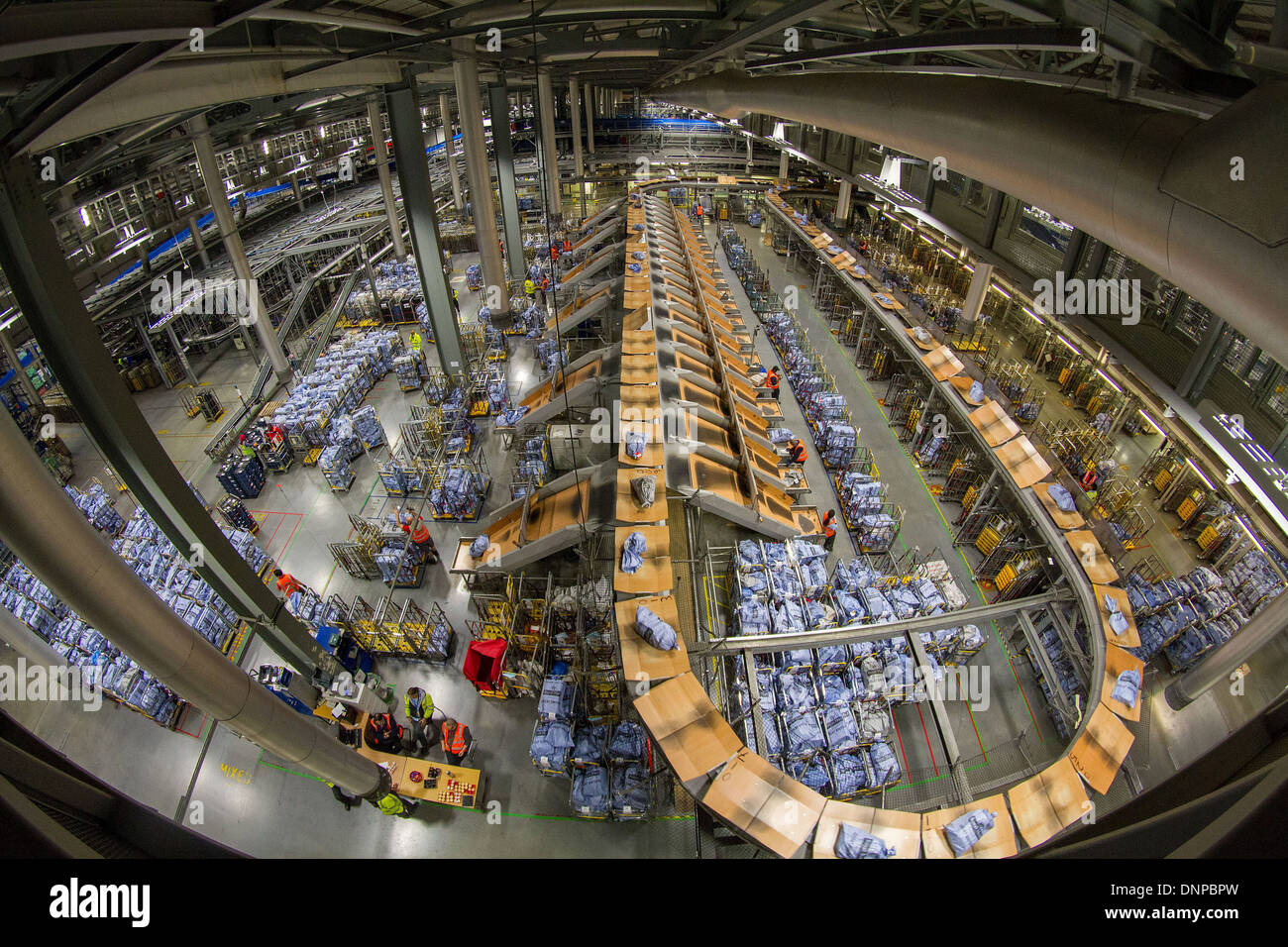 Interior view of the Royal Mail's Worldwide Distribution Centre near ...