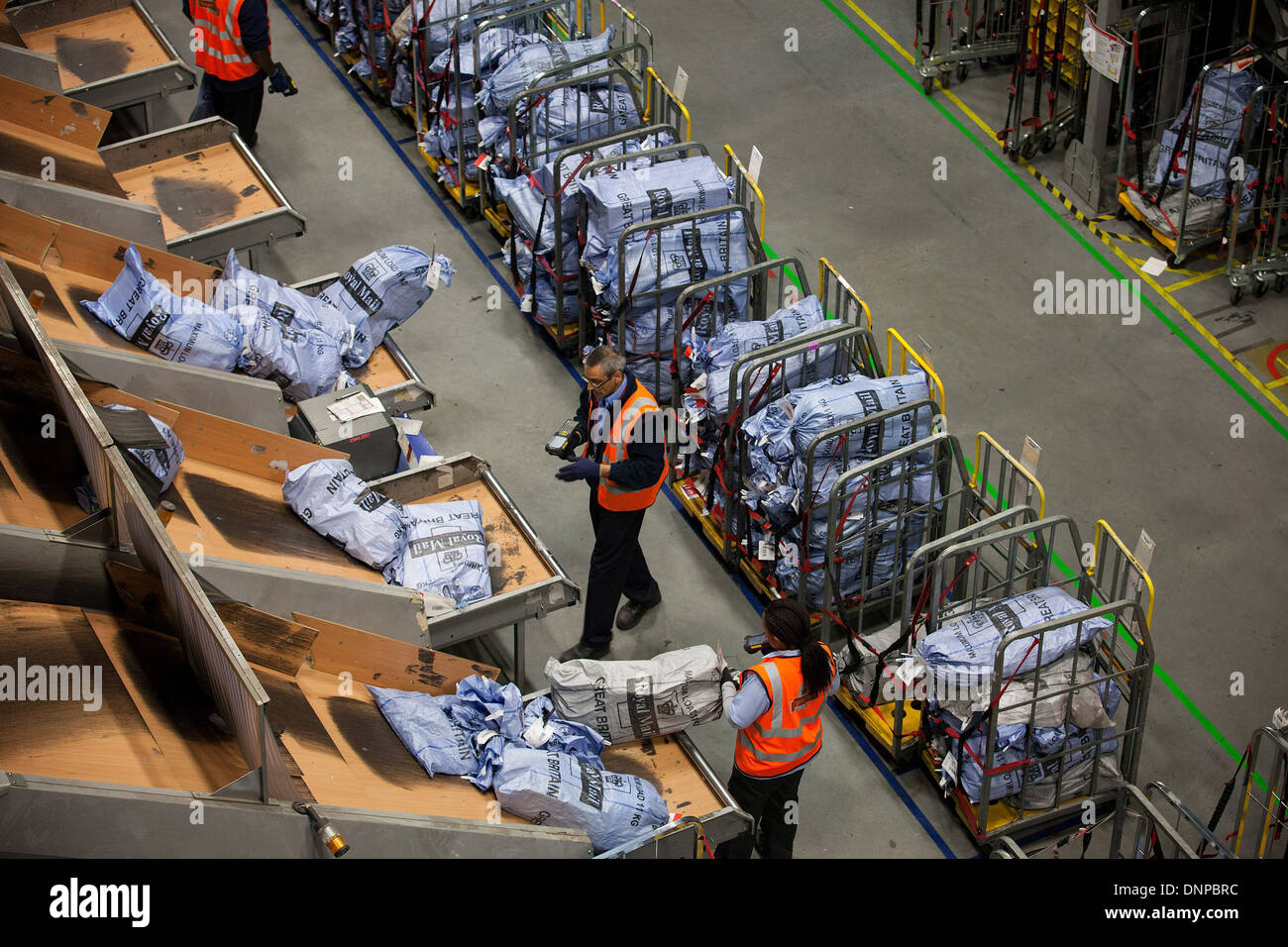 Interior view of the Royal Mail's Worldwide Distribution Centre near ...