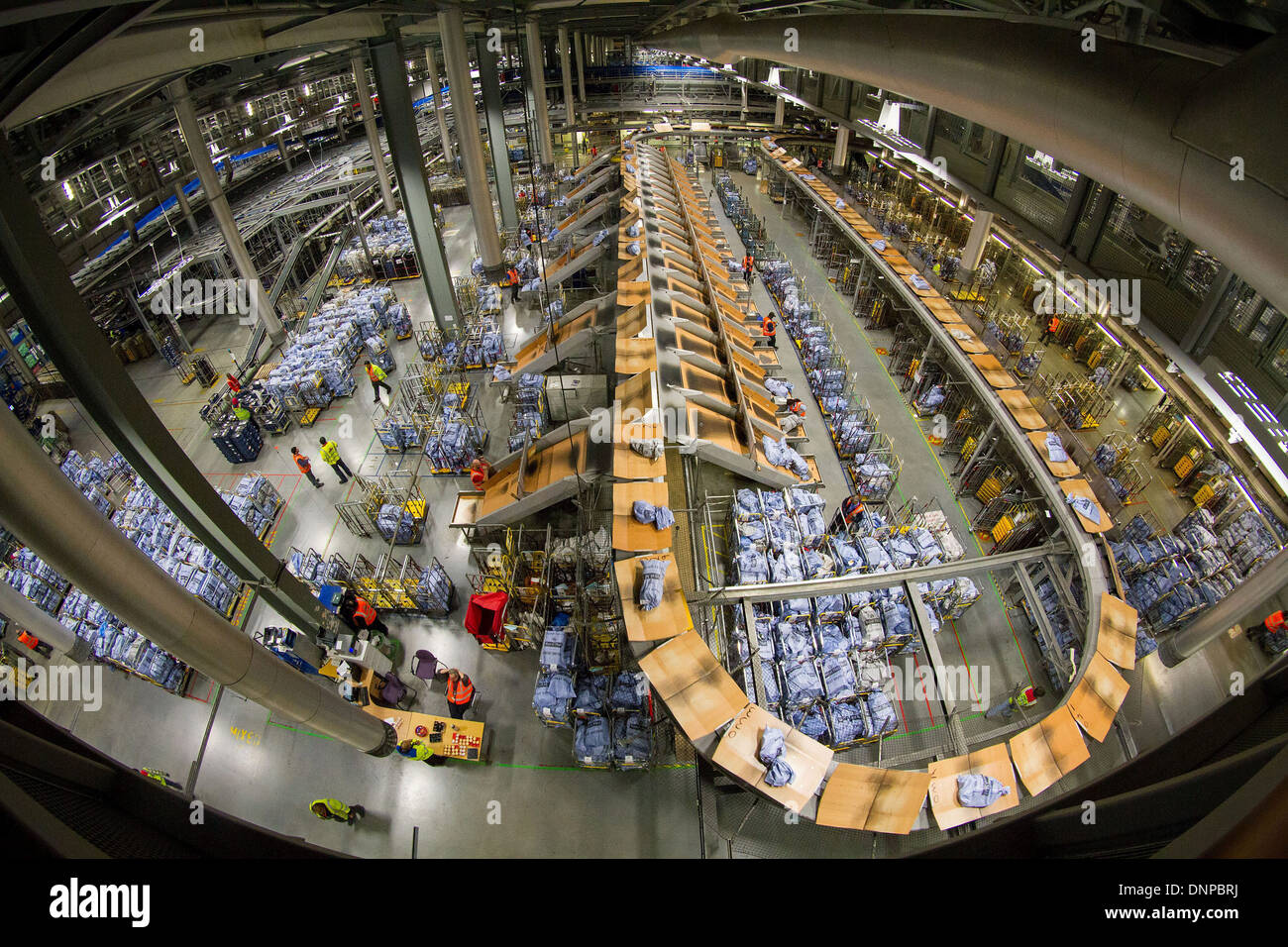 Interior view of the Royal Mail's Worldwide Distribution Centre near ...