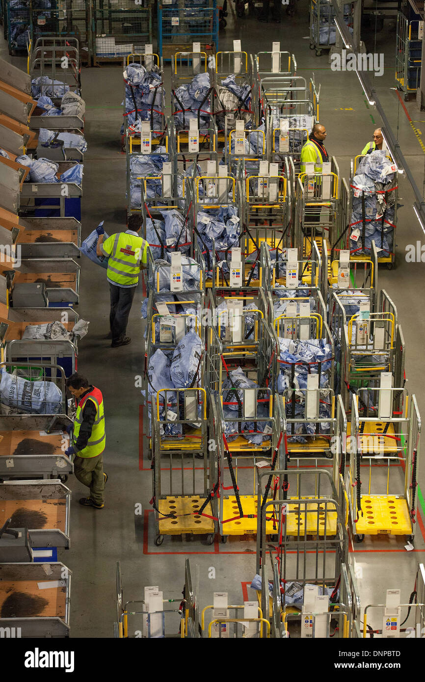 Interior view of the Royal Mail's Worldwide Distribution Centre near ...